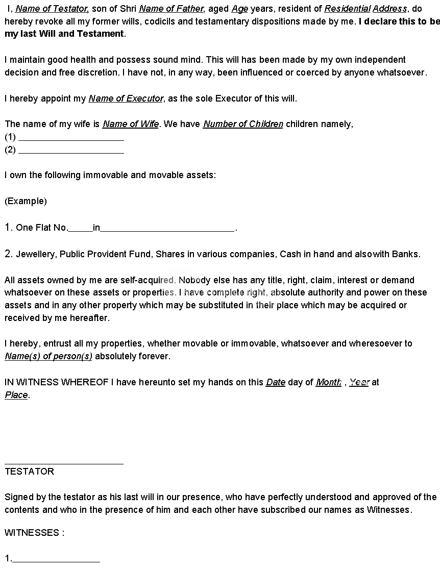 Will Format: How to Write a Will