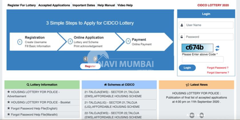 Apply online for the CIDCO Lottery 2022 (Navi Mumbai)